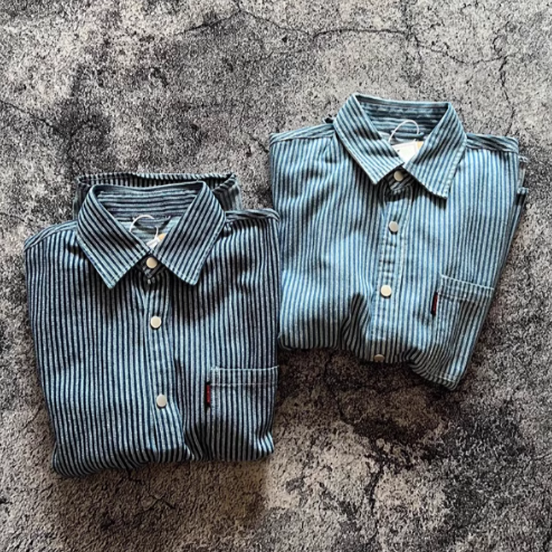 American vintage striped denim shirt V0398 – VELOCITY LABEL